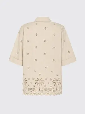 MC2 SAINT BARTH Short-sleeved Cotton Shirt With Embroidery And Dropped Shoulders