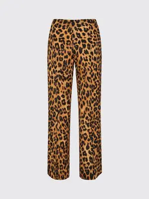 Alberta Ferretti Animal Print Silk Straight Leg Trousers