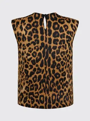 Alberta Ferretti Animal Print Sleeveless Silk Top With Crew Neck