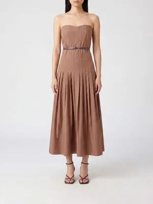 SEMICOUTURE Belted Midi Dress - Beige