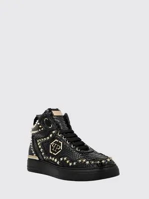 Philipp Plein High-top Studded Snakeskin Sneakers