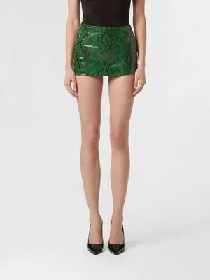 Philipp Plein Leather Skirt - Green
