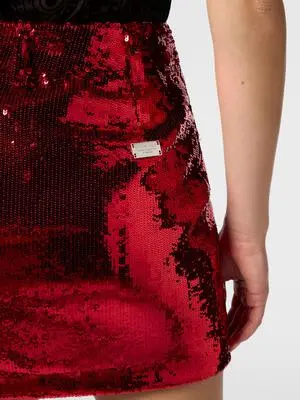 Philipp Plein Sequined Mini Skirt - Red