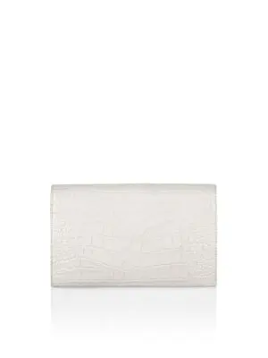 Philipp Plein Crocodile Effect Calfskin Clutch With Rhinestones