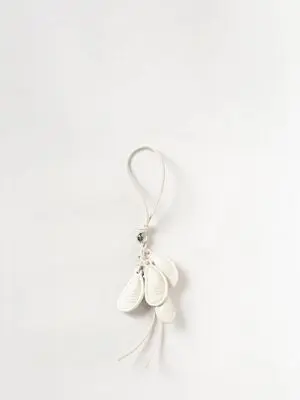 Loewe Smooth Calfskin Keyring With Engraved Monogram Charm - White