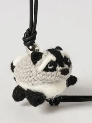 Loewe Crochet Wool And Calfskin Raccoon Keychain