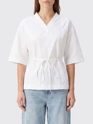 Calvin Klein V-neck Cotton Poplin Wrap Shirt