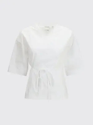 Calvin Klein V-neck Cotton Poplin Wrap Shirt