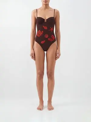 MC2 SAINT BARTH Sweetheart Neckline One-piece Swimsuit - Brown
