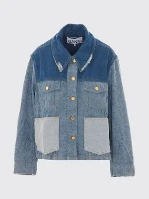 GANNI Cropped Patchwork Cotton Denim Jacket