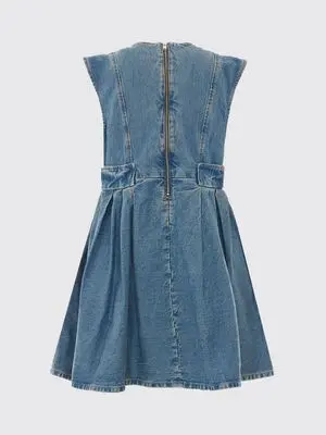 GANNI A-line Mini Dress In Recycled Denim With Floral Appliqu