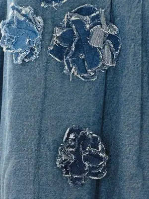 GANNI A-line Mini Dress In Recycled Denim With Floral Appliqu