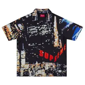 Supreme City Lights Rayon Short-sleeve Shirt - Black