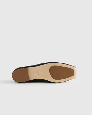 Quince Italian Leather Square Toe Ballet Flat - Black
