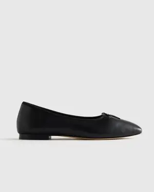 Quince Italian Leather Square Toe Ballet Flat