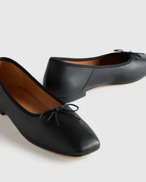 Quince Italian Leather Square Toe Ballet Flat