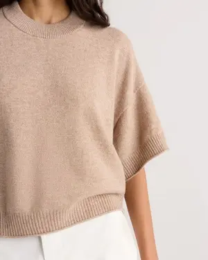 Quince Mongolian Cashmere Cropped Oversized T-shirt