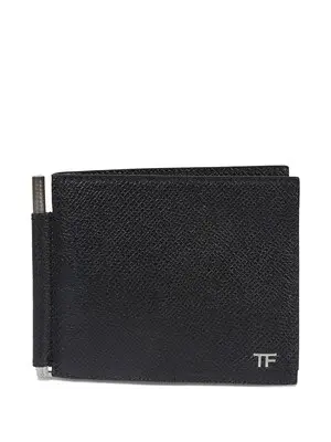 TOM FORD T-line Leather Wallet With Money Clip - Black