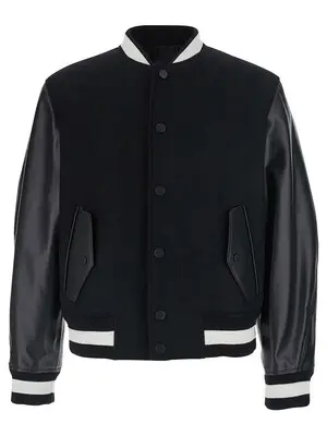 Givenchy Blouson Jacket In Mixed Materials - Black