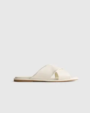 Quince Italian Leather Crossover Slide - Bone