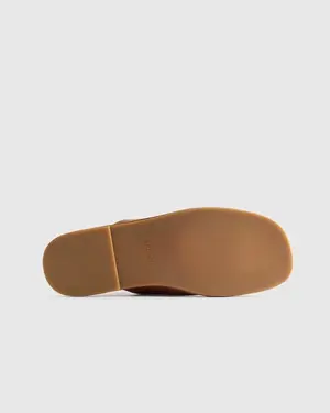 Quince Italian Leather Crossover Slide - Cognac