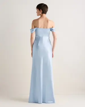 Quince Aurora Stretch Satin Convertible Maxi Dress - Mist Blue