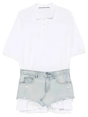 Alexander Wang Polo And Denim Dress - White