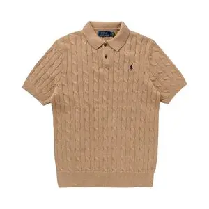 Polo Ralph Lauren Short-sleeve Cotton Cable Knit Sweater 'camel Melange - Tan
