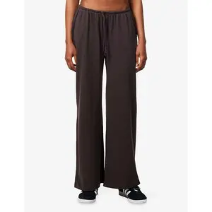 ADANOLA Slub Lounge Cotton Wide Leg Trousers