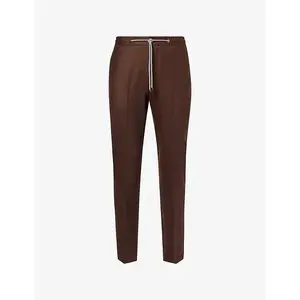 Corneliani Drawstring Straight-leg Wool-blend Trousers - Brown