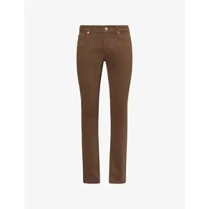 Corneliani Regular-fit Tapered-leg Cotton Chino Trousers - Brown