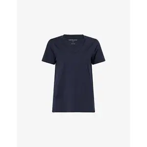 Derek Rose Jessica Pima Cotton-jersey V-neck T-shirt - Navy