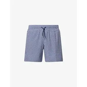 Derek Rose London Geo Cross Printed Swim Shorts - Navy