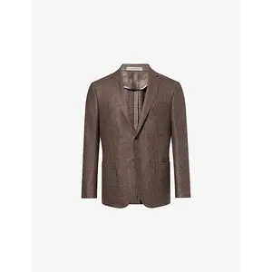 Corneliani Pow Mouline Notch-lapel Wool Blazer - Brown Multi
