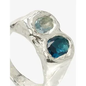 SIMUERO Sterling Topaz And Cubic Zirconia Ring