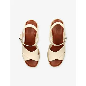 Chloé Leather Crossover Wedge Sandals - White/comb