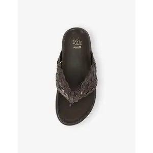 DUNE Lindie Woven-strap Flat Leather Sandals