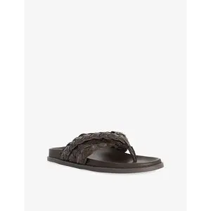 DUNE Lindie Woven-strap Flat Leather Sandals