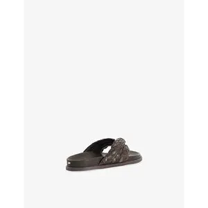 DUNE Lindie Woven-strap Flat Leather Sandals