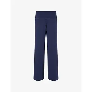 ADANOLA Fold-over Wide-leg Yoga Leggings - Navy Blue