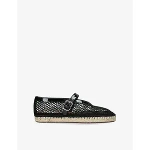 AZZEDINE ALAIA Fishnet Suede Espadrille - Black