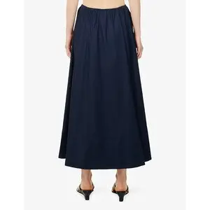 REFORMATION A-line Cotton Midi Skirt