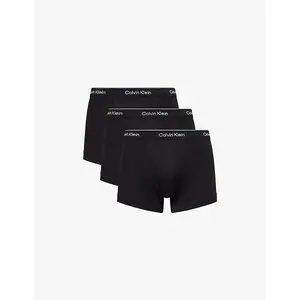 Calvin Klein Branded-waistband Pack Of Three Cotton Trunks - Black