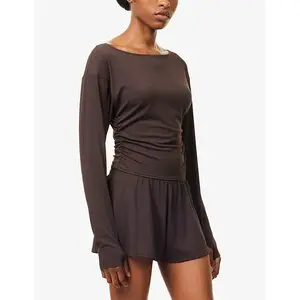 ADANOLA Long-sleeve Stretch-jersey Gathered Top