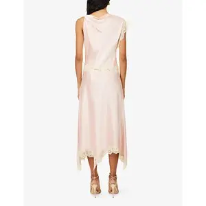 DE LA VALI Asymmetric Satin Midi Dress