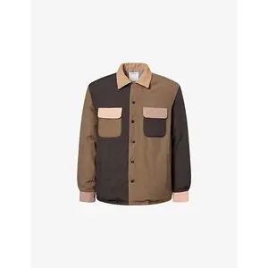 Visvim Colour-blocked Down-filled Linen And Wool-blend Jacket