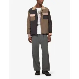 Visvim Colour-blocked Down-filled Linen And Wool-blend Jacket