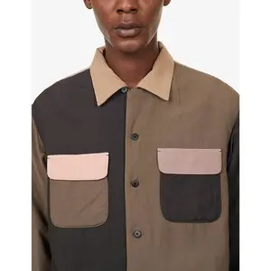 Visvim Colour-blocked Down-filled Linen And Wool-blend Jacket