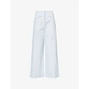 Veronica Beard Cassidee Straight-leg Cotton-blend Trousers - River Mist