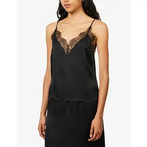 ANINE BING Mael Lace-trim Silk-blend Camisole Top